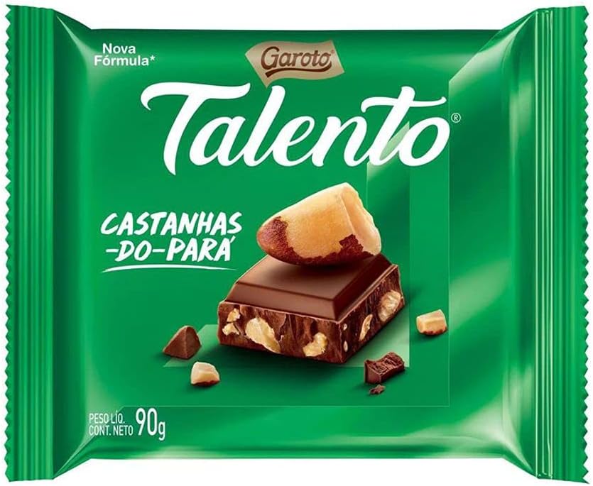 Chocolate Garoto Talento ao Leite com Castanha do Pará 85g