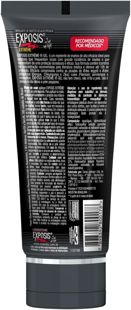 Exposis Extreme, Repelente de Mosquitos e Insetos com Icaridina, Gel,100ml