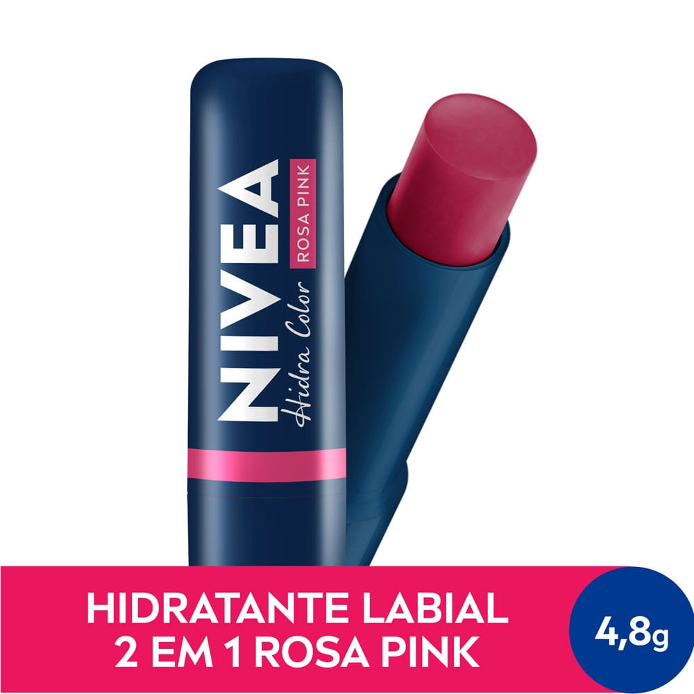 Nivea Hidratante Labial Hidra Color 2 em 1 Rosa Pink 4,8g