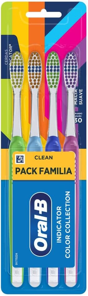 Escova Dental Oral-B Indicator Color Collection - 4 unidades