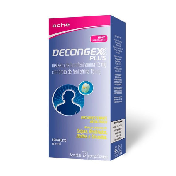 Decongex Plus 12mg + 15mg – 12 Comprimidos Descongestionante