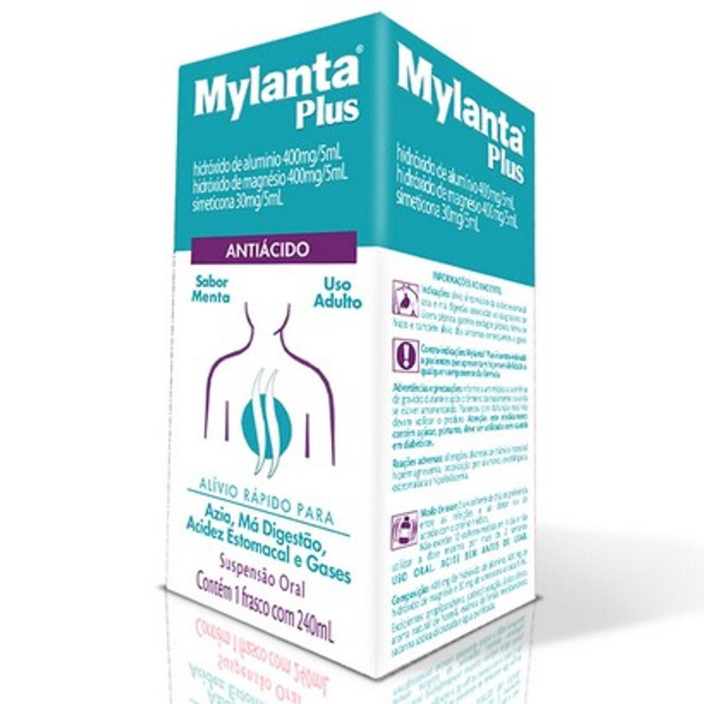 Mylanta Plus 6mg/mL + 80mg/mL + 80mg/mL Suspensão Oral Sabor Menta ...