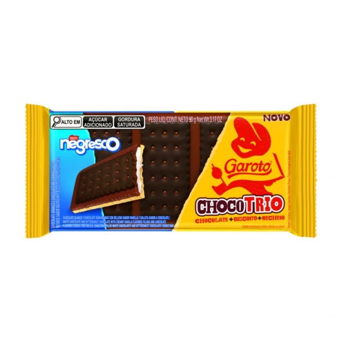Chocolate Garoto Choco Trio Tablete Negresco De 90g