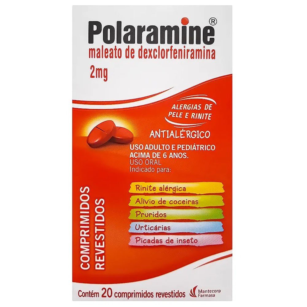 Polaramine Maleato de Dexclorfeniramina 2mg 20 comprimidos