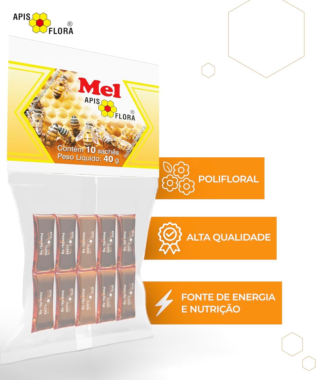 Apis Flora Mel De Abelhas Sachê - Cartela 40G Linha Mel Puro