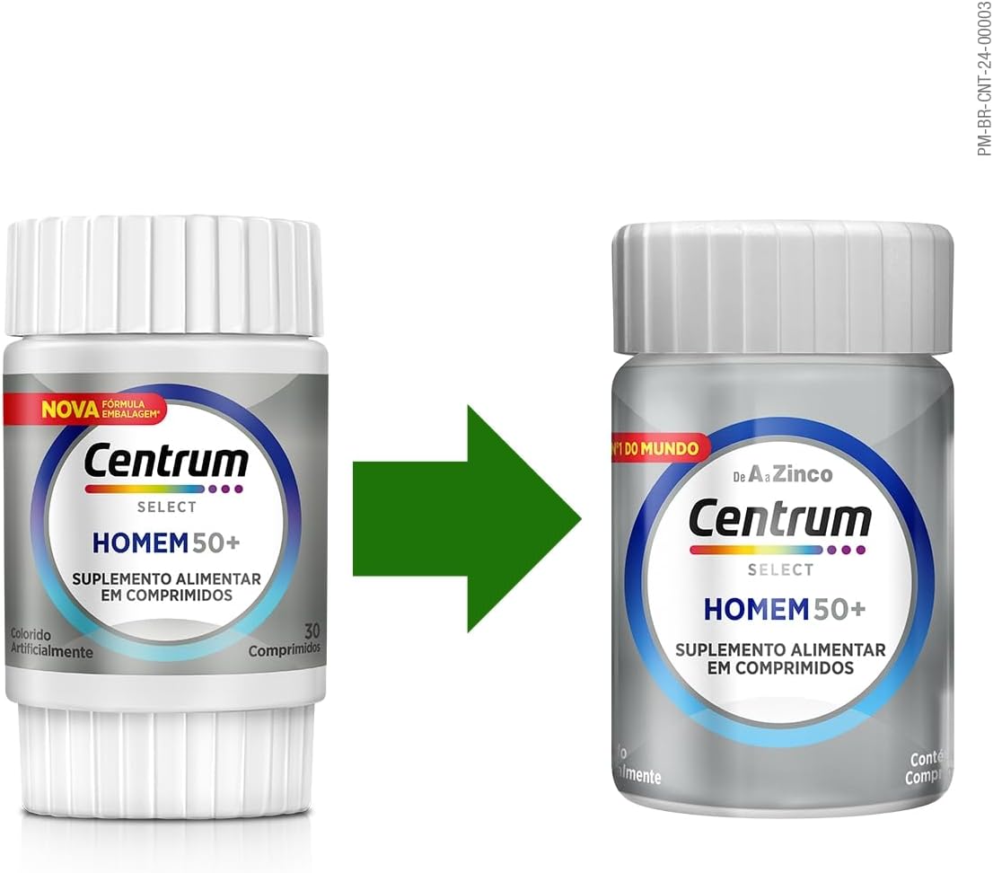 Centrum Homem Select 50+ Multivitamínico Adulto com Vitamina D e ...