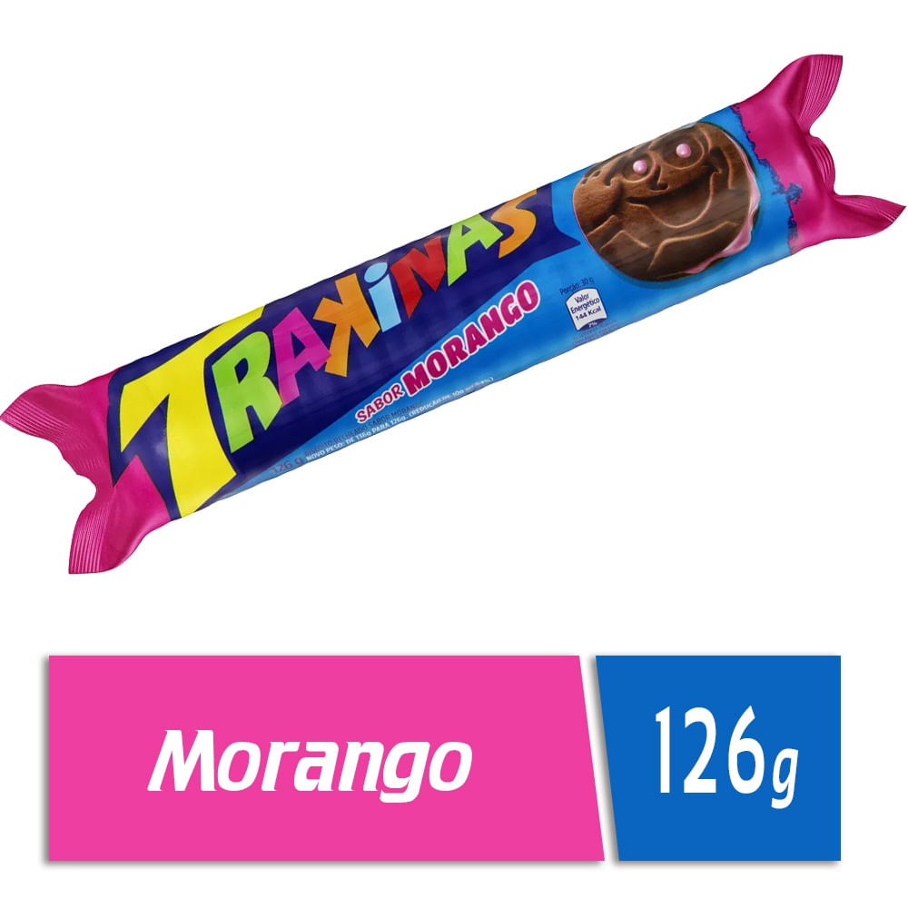 Biscoito Recheado Trakinas Morango 126g