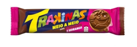 Biscoito Recheado Trakinas Meio A Meio Chocolate+Morango 126G